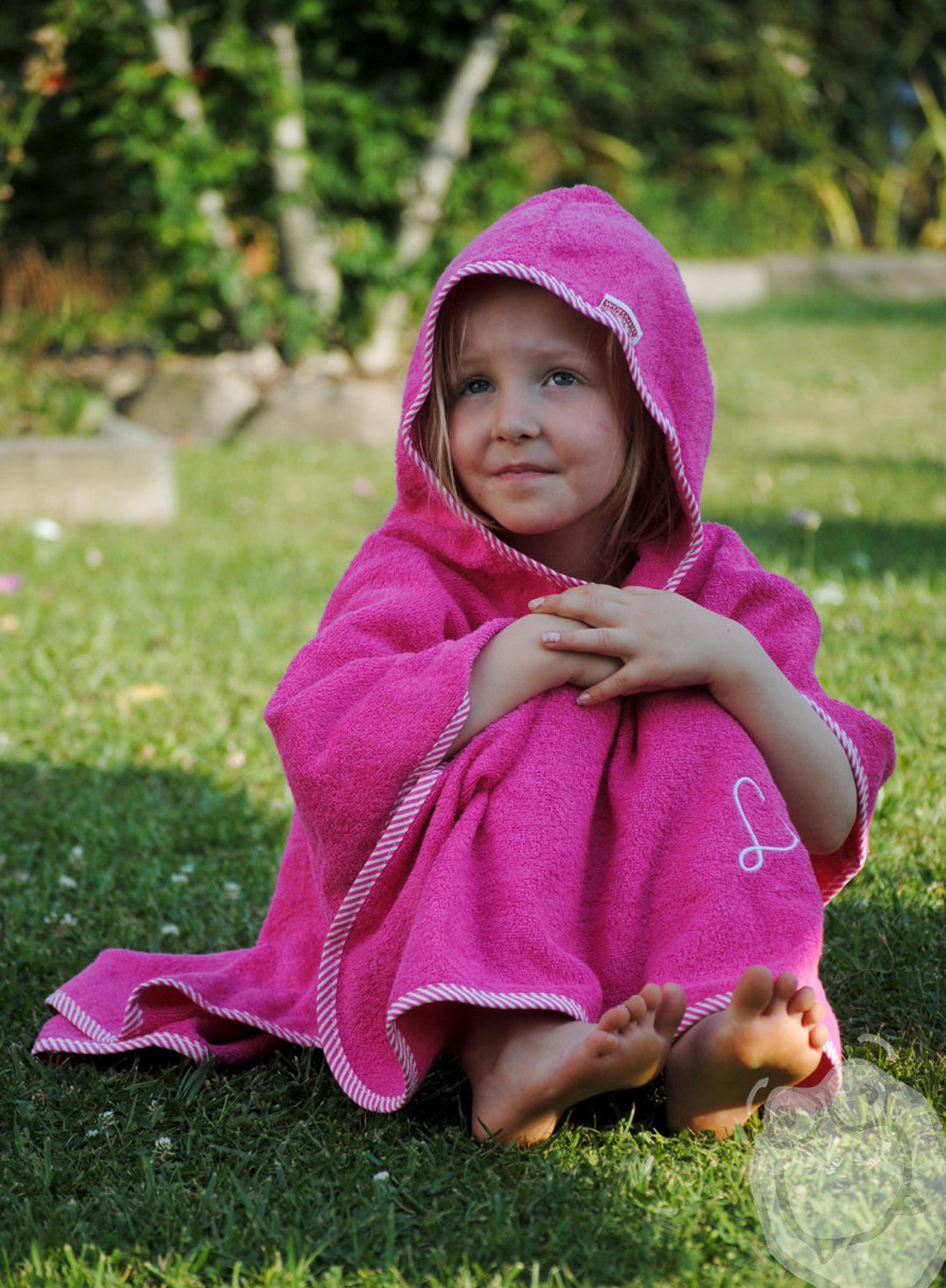 Bath Poncho With Desired Name Embroidery Pink Girl Bathrobe - Etsy