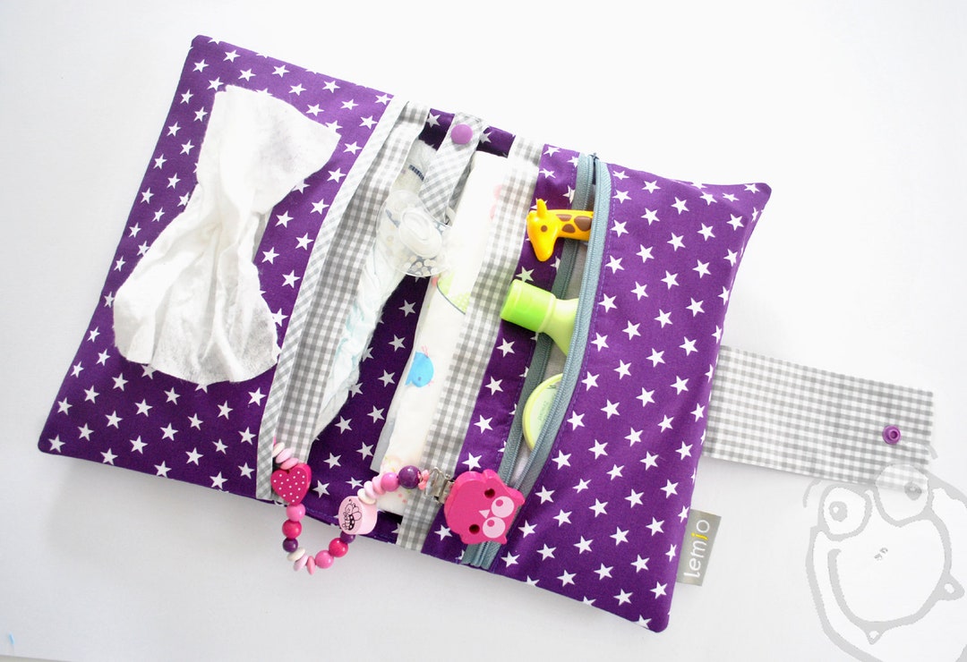 Diaper Bag XXL Stars Purple Grey Diaper Bag 5 Compartments - Etsy