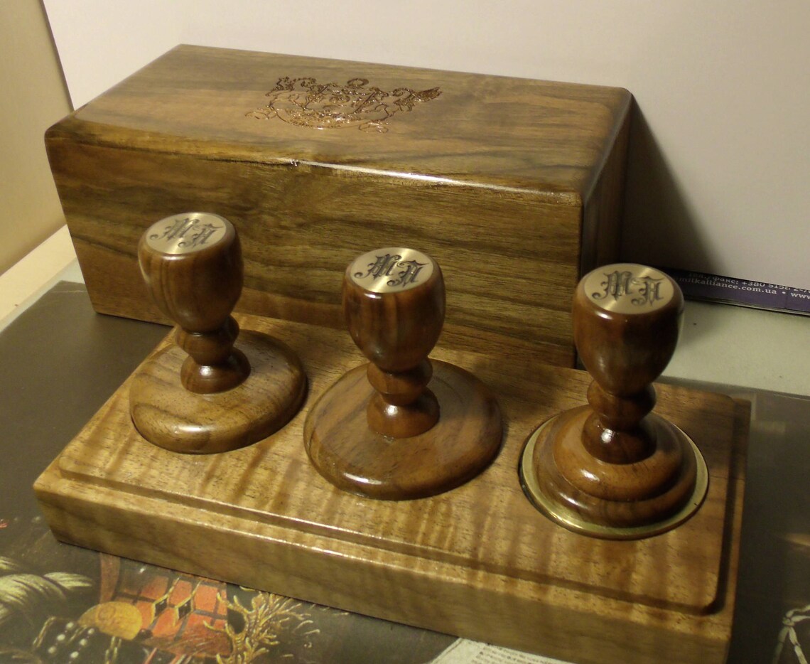 Gift Set of Two Seals in a Case Made of Wood. Wax Seal and - Etsy