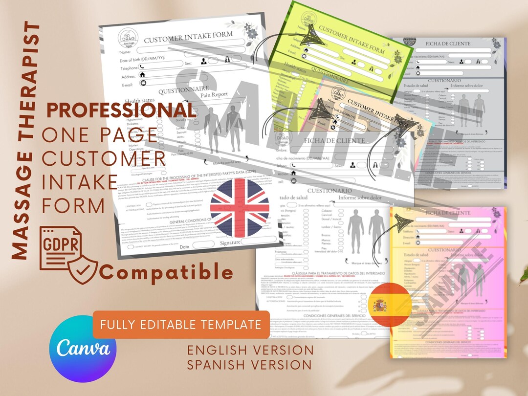 Editable Client Intake Form Template for Massage Therapists | New ...