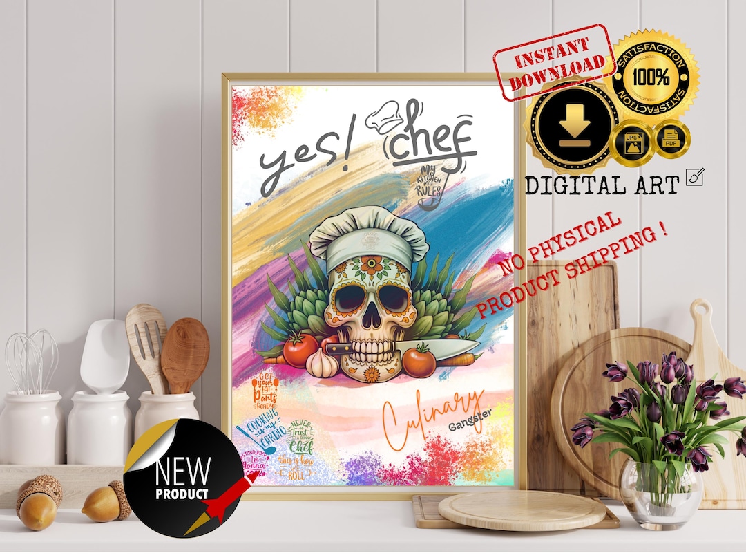 Funny Chef Wall Art - Yes Chef Poster | Digital Download | Culinary ...