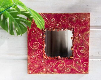 Red Frame Mirror - Etsy