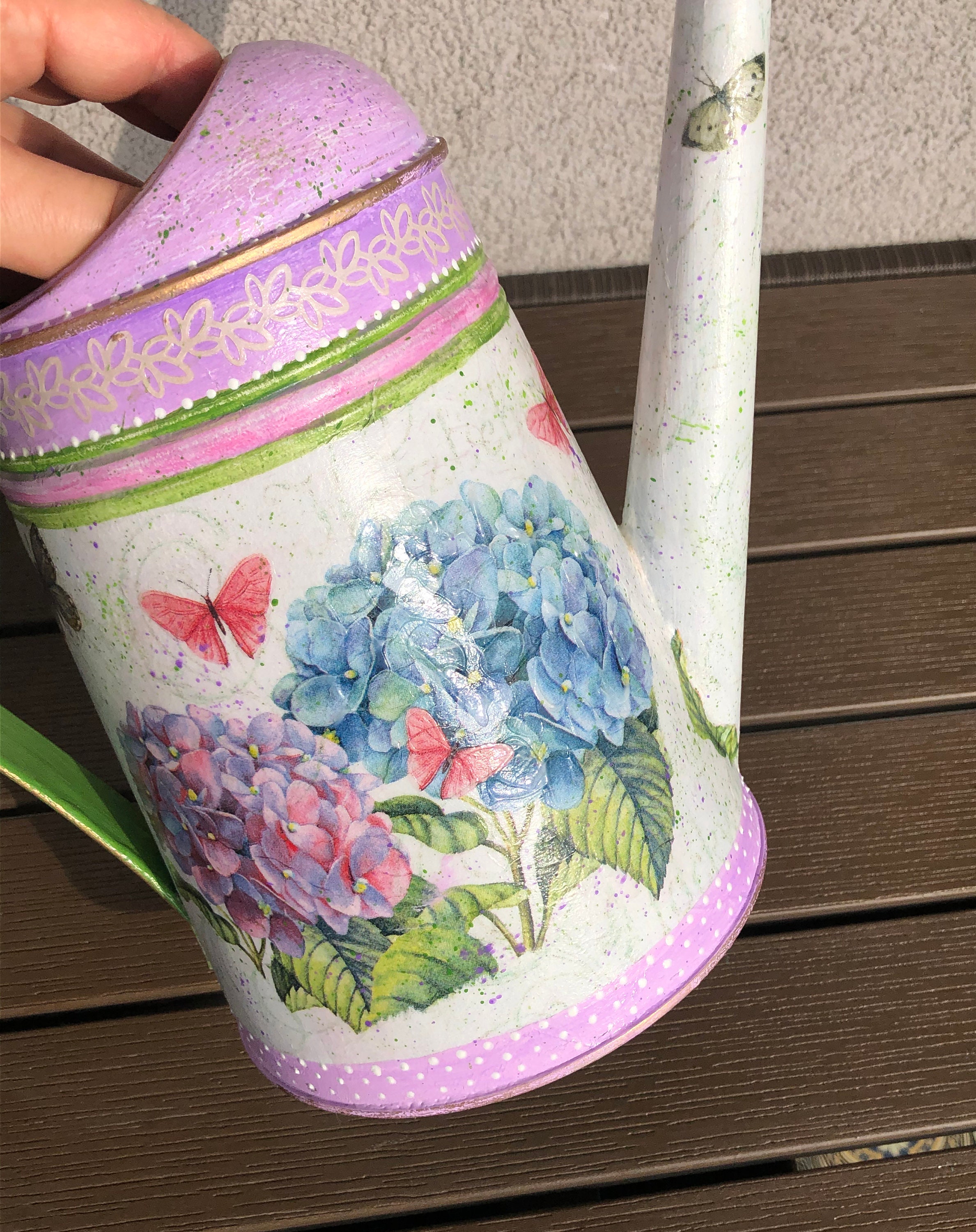 Hand painted watering can Metal watering can Rustic watering | Etsy