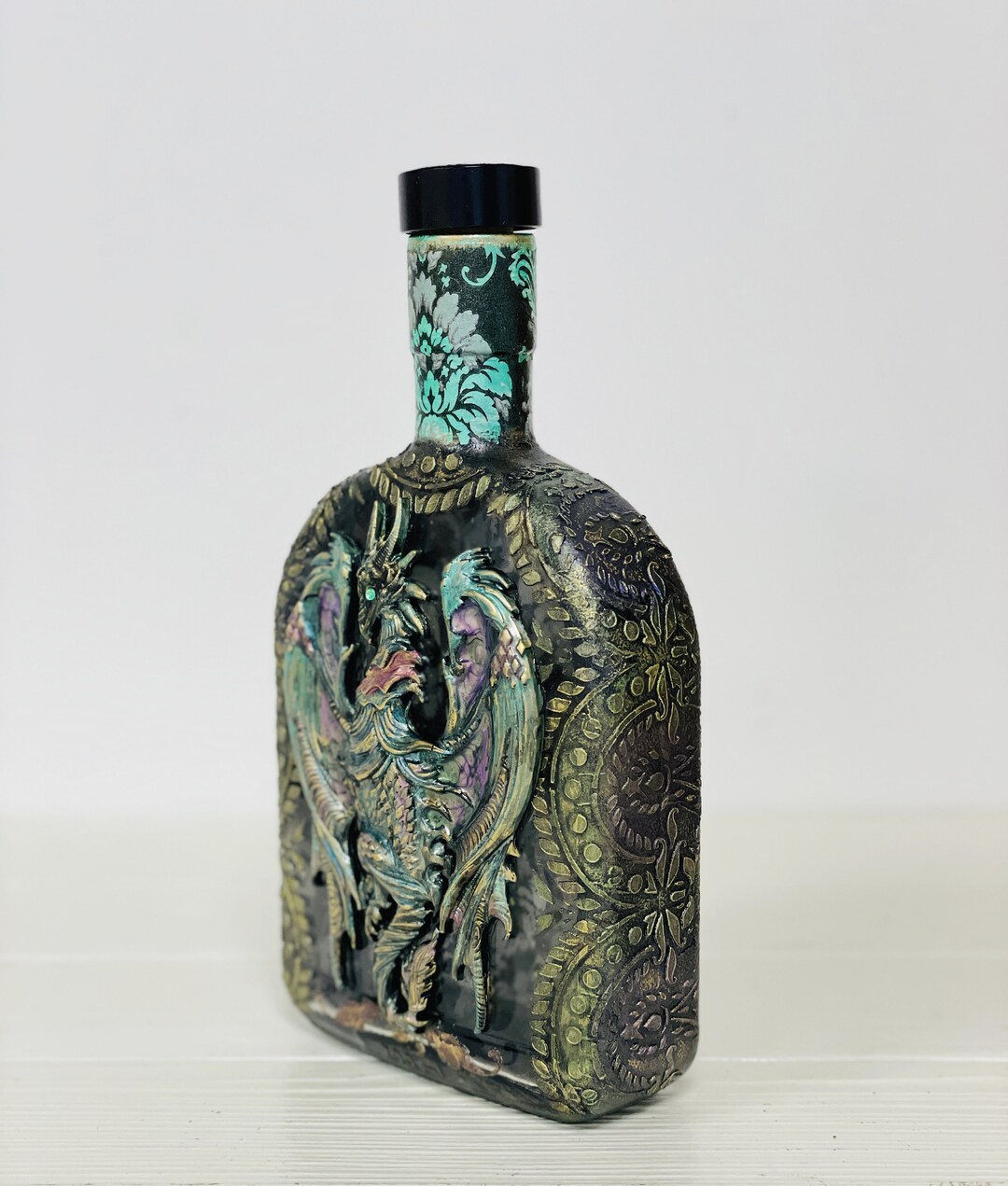 Glass Bottle Fire Breathing, Decorative Bottle, Hand Painted Bottle ...