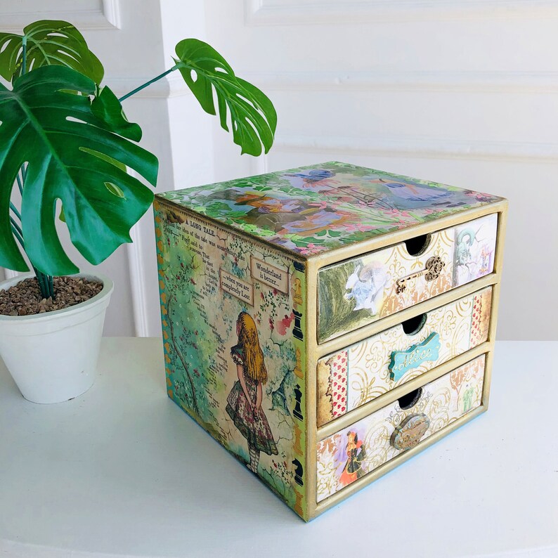 Jewelry Box Alice in Wonderland Wooden Makeup Organizer - Etsy