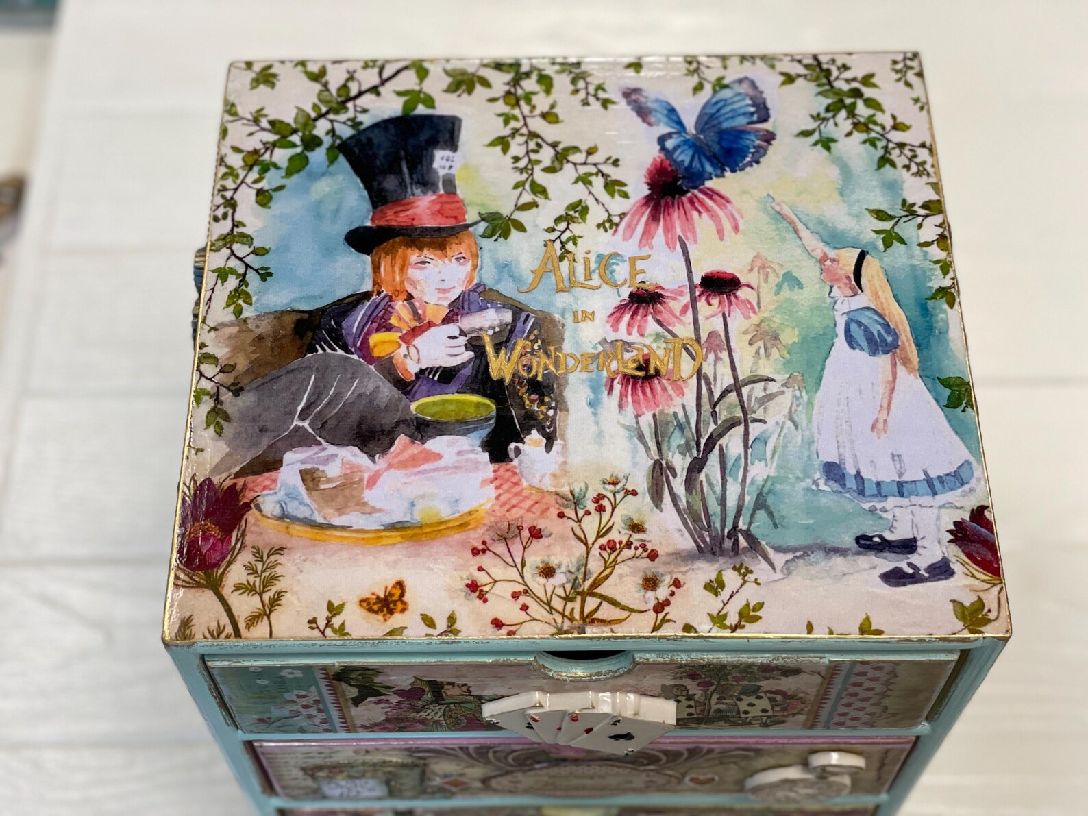 Jewelry Box Alice in Wonderland, Wooden Makeup Organizer, Storage Box ...