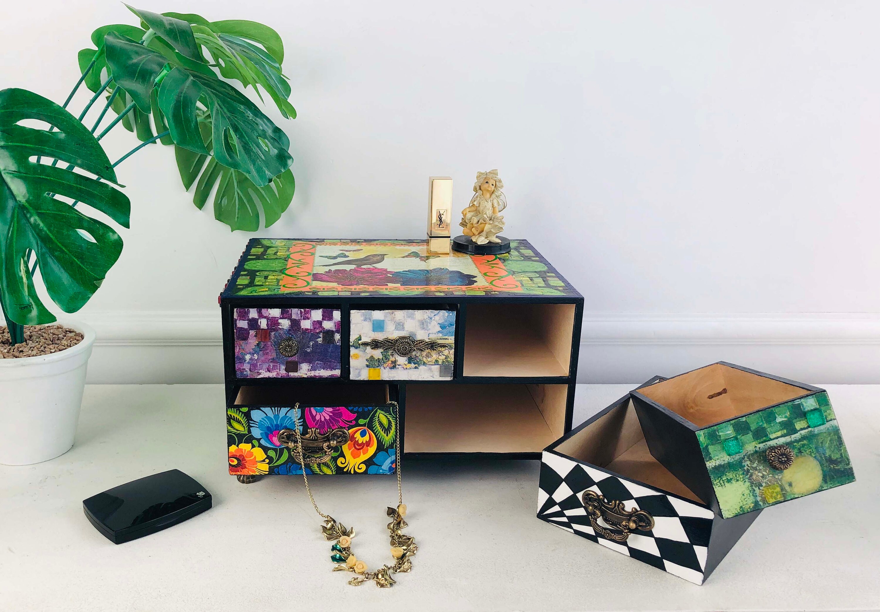 Wooden jewelry box Makeup storage chest Desktop organizer | Etsy