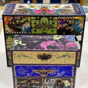 Desktop Makeup Organizer, Hand Painted Furniture, Large Jewelry Box ...