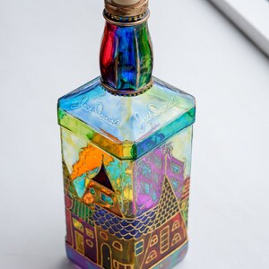 Stained Glass Bottle, Decorative Bottle, Hand Painted Wine Bottle ...