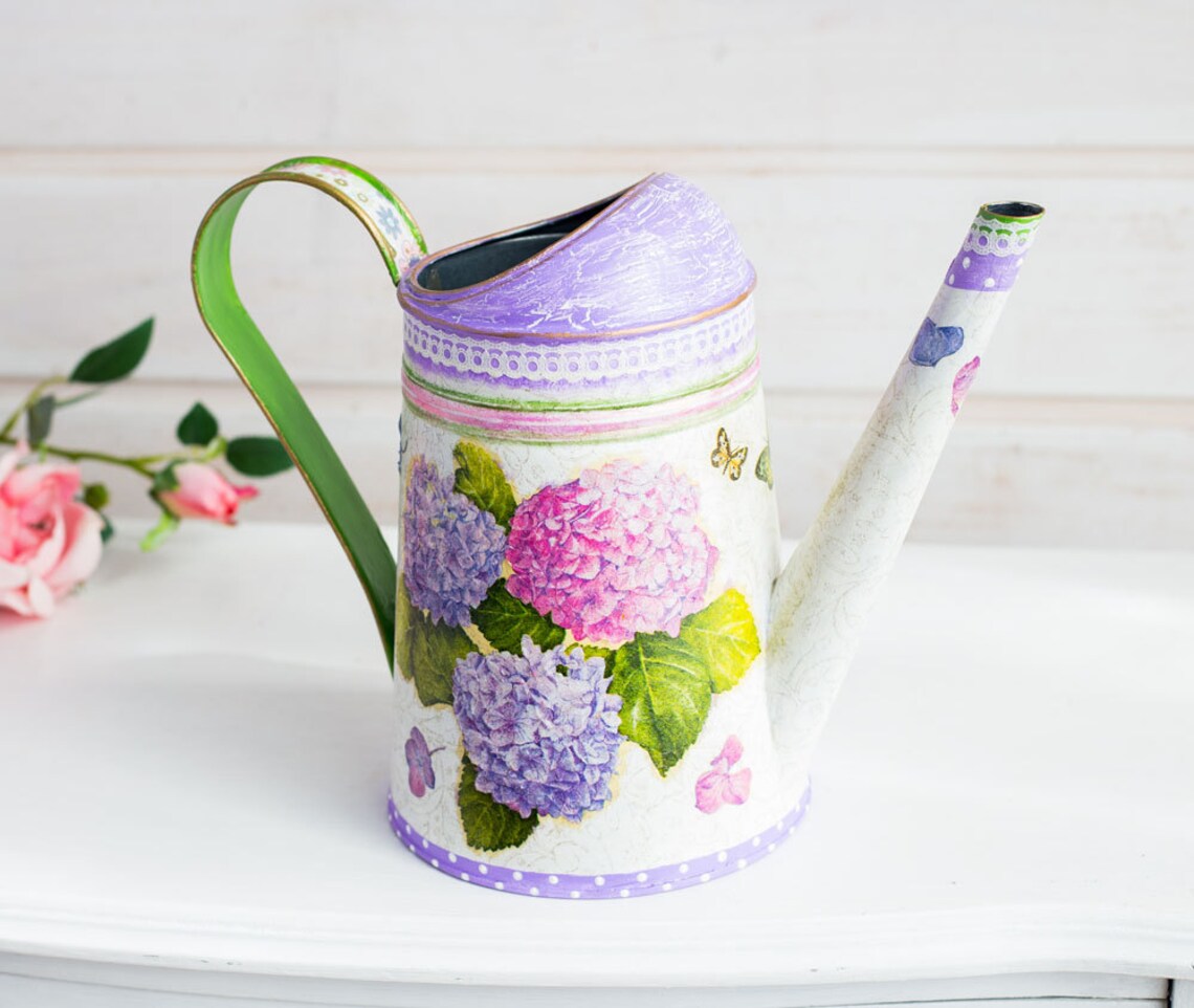 Metal Watering Can Hand Painted Watering Can Rustic Watering - Etsy