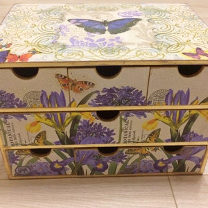 Mini Chest of Drawers Butterflies and Dragonflies, Desk Organizer, Make ...