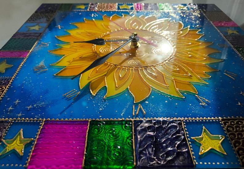 Stained Glass Wall Clock 12 X 12 Hand Painted Clock - Etsy