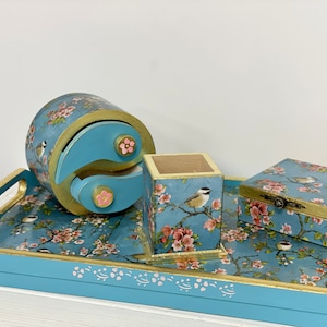 Blue Box Chinoiserie Birds, Storage Box, Ready to Ship, Desk ...