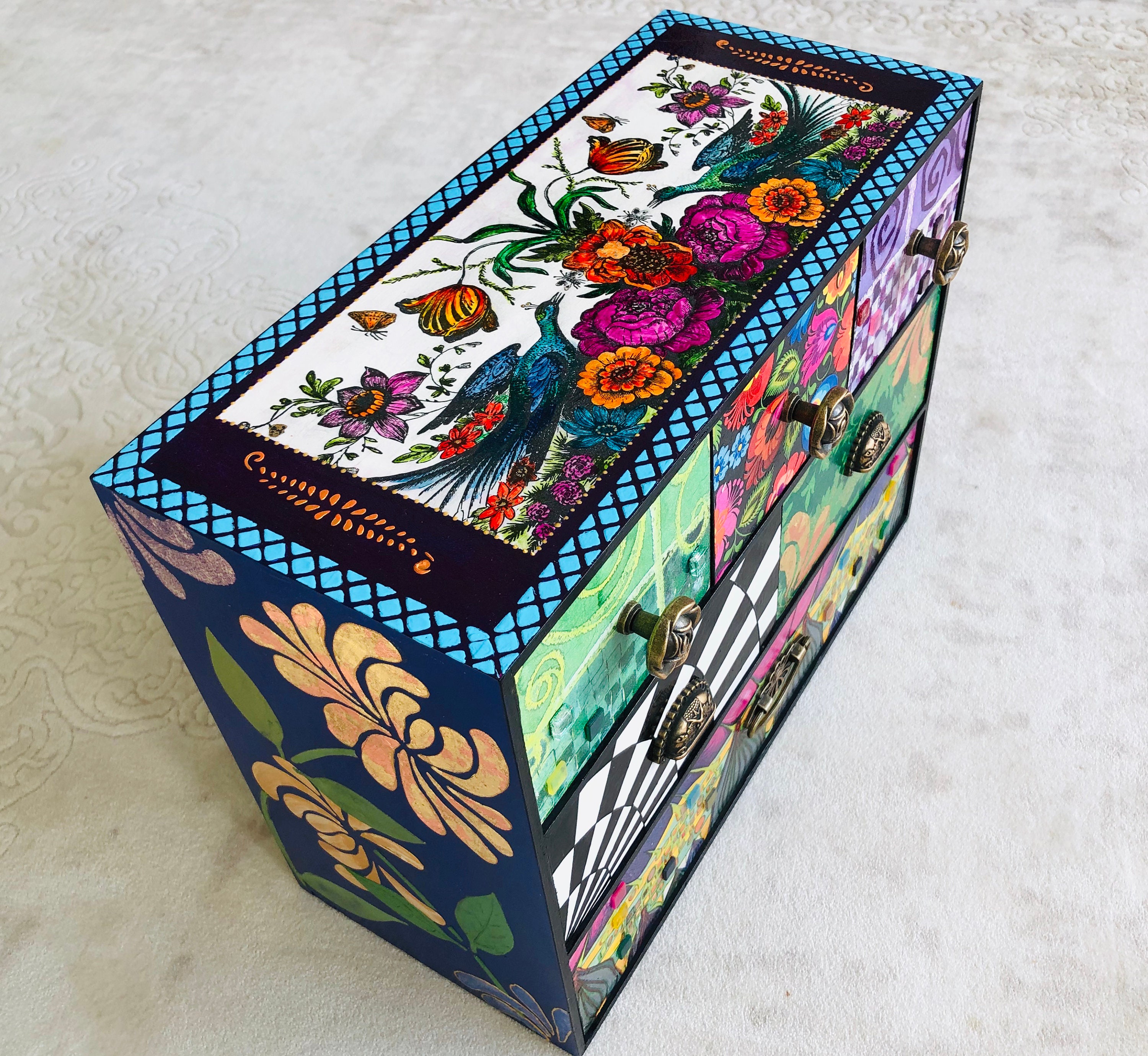 Mini chest of drawers Desktop Makeup organizer Large jewelry | Etsy