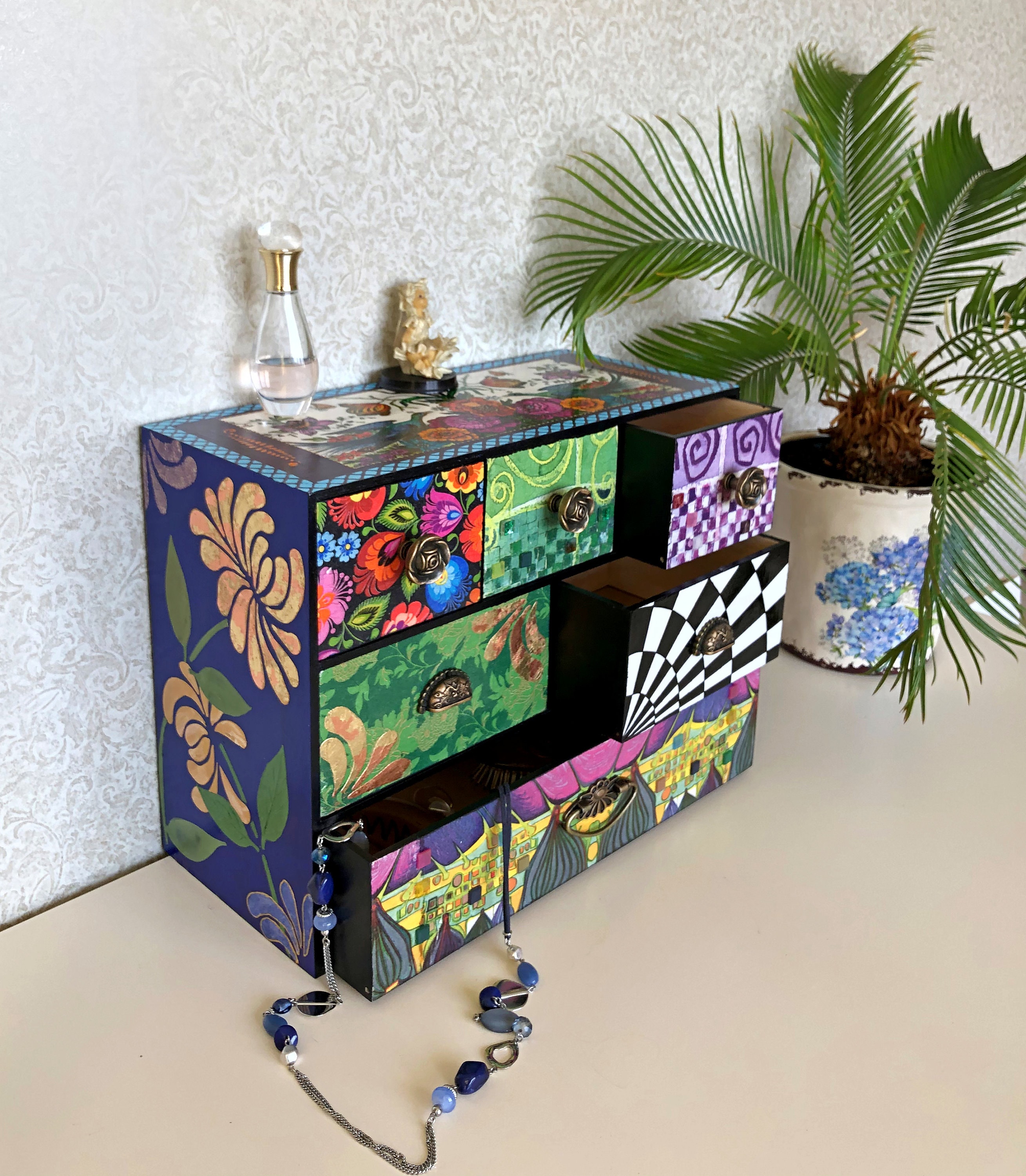 Mini chest of drawers Desktop Makeup organizer Large jewelry | Etsy