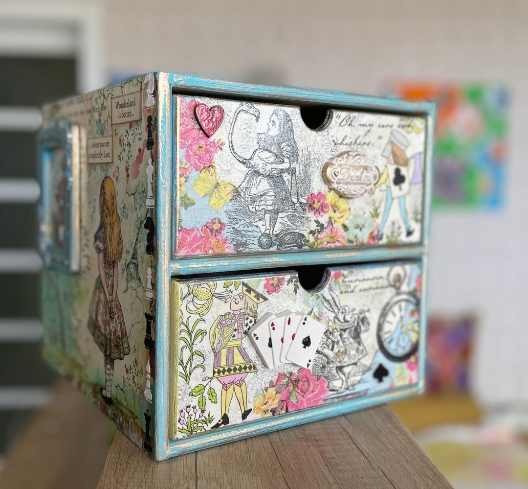 Jewelry Box Alice in Wonderland, Wooden Makeup Organizer, Storage Box ...
