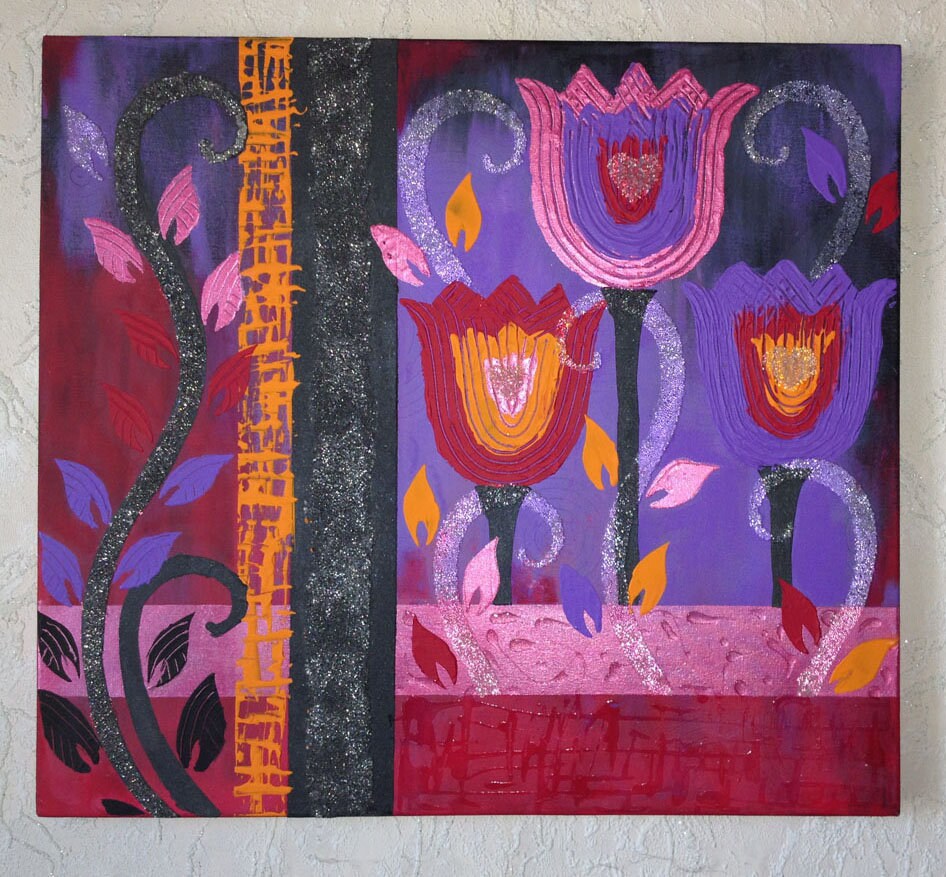 Floral Wall Hanging Picture Abstract Painting Original | Etsy