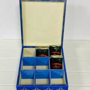 Blue Gold Tea Box Peacock, Pre-order, 9 Compartment Tea Box, Accesory ...