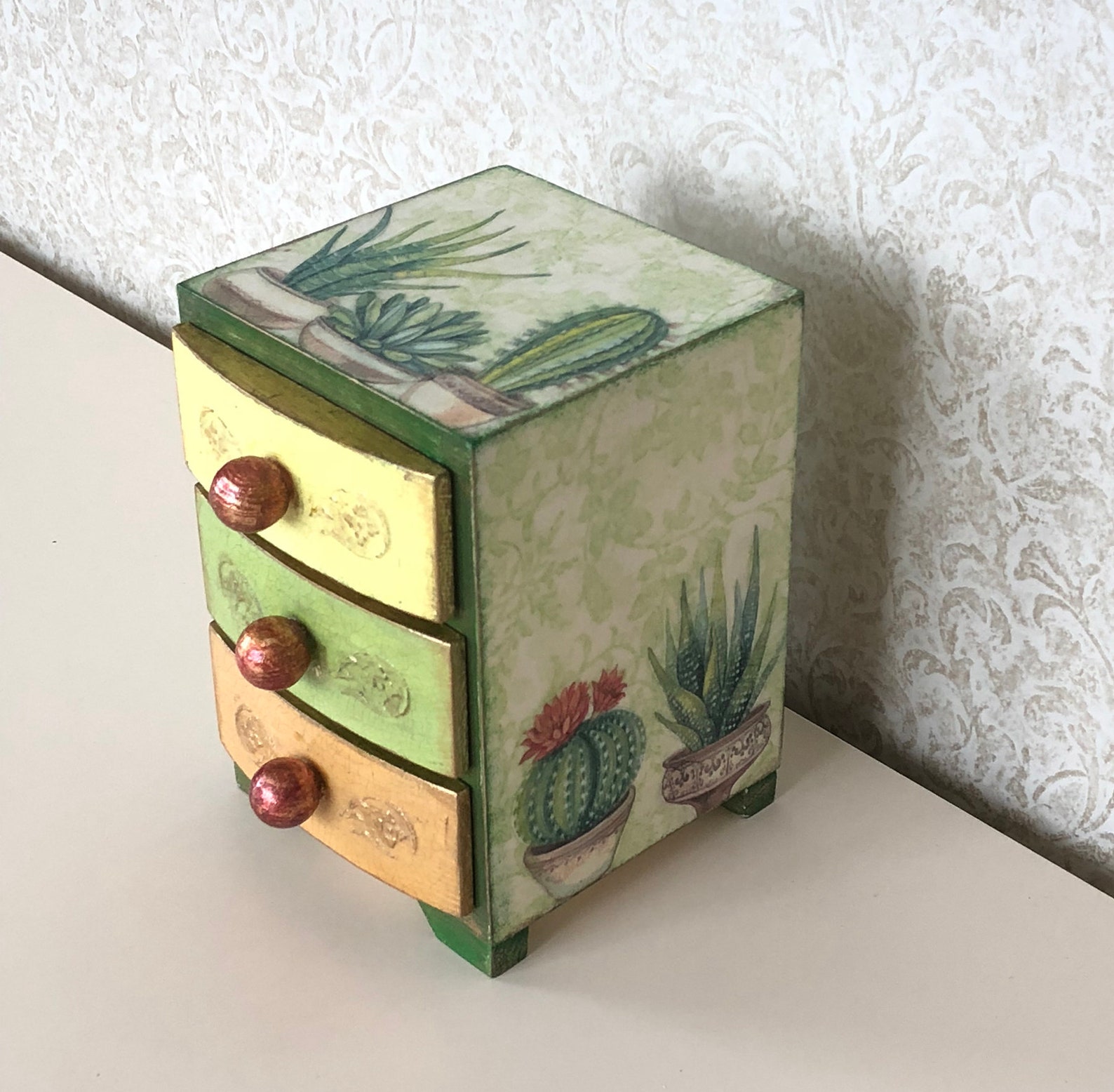 Trinket Box Сactus Mini Chest Drawers Small Jewelry Box | Etsy