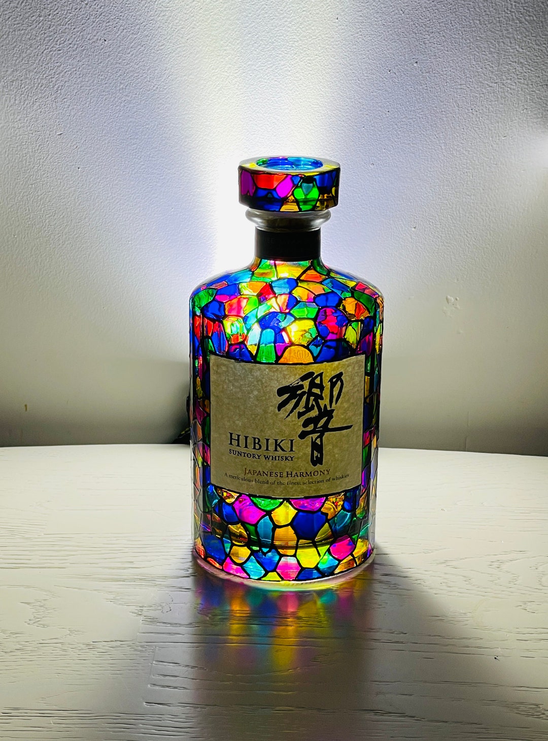 Stained Glass Bottle, Hand-painted Bottle to Order, Bottle Decor Sample ...