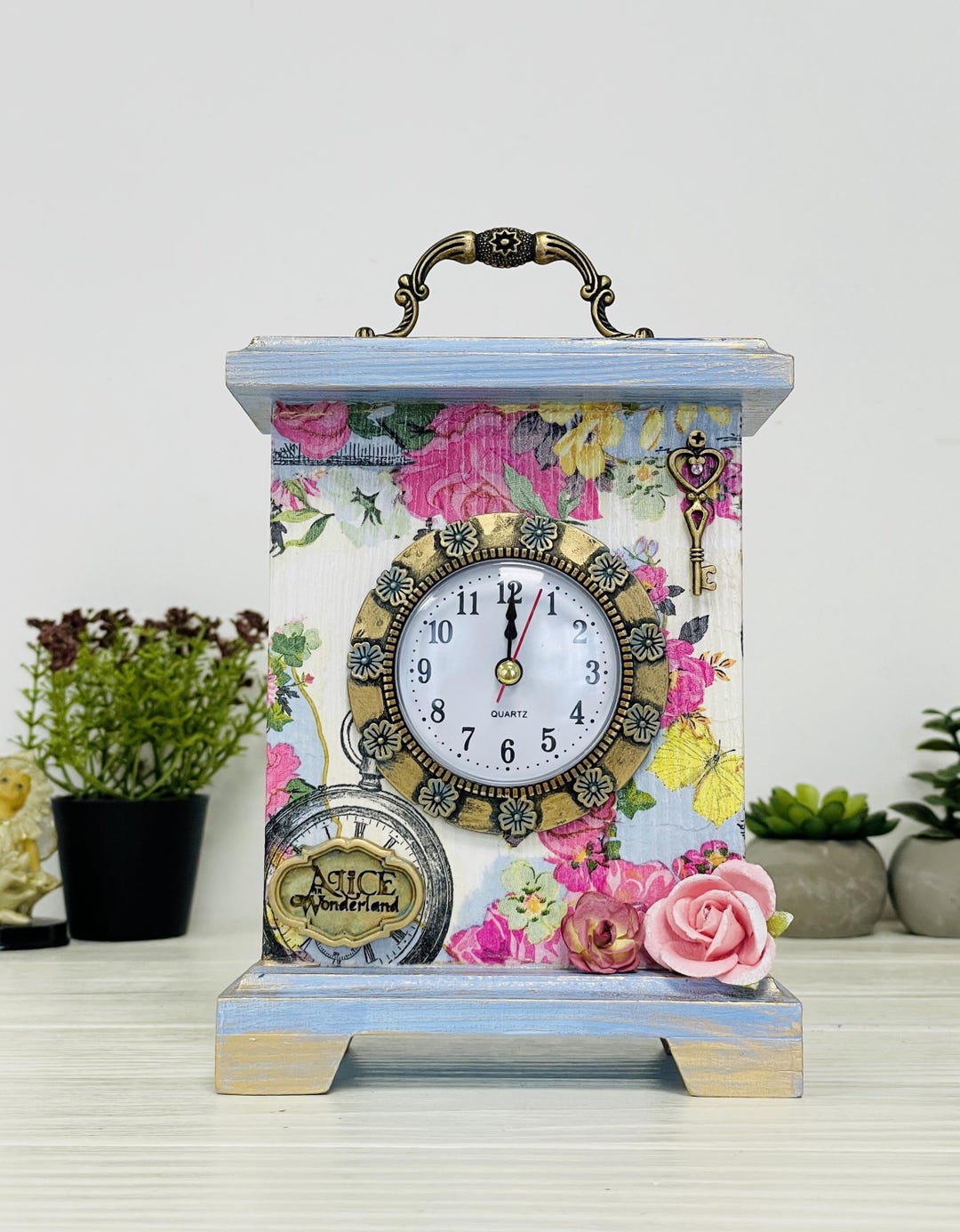 NEW Blue Mantel Clock Alice in Wonderland, Ready to Ship, Carriage ...