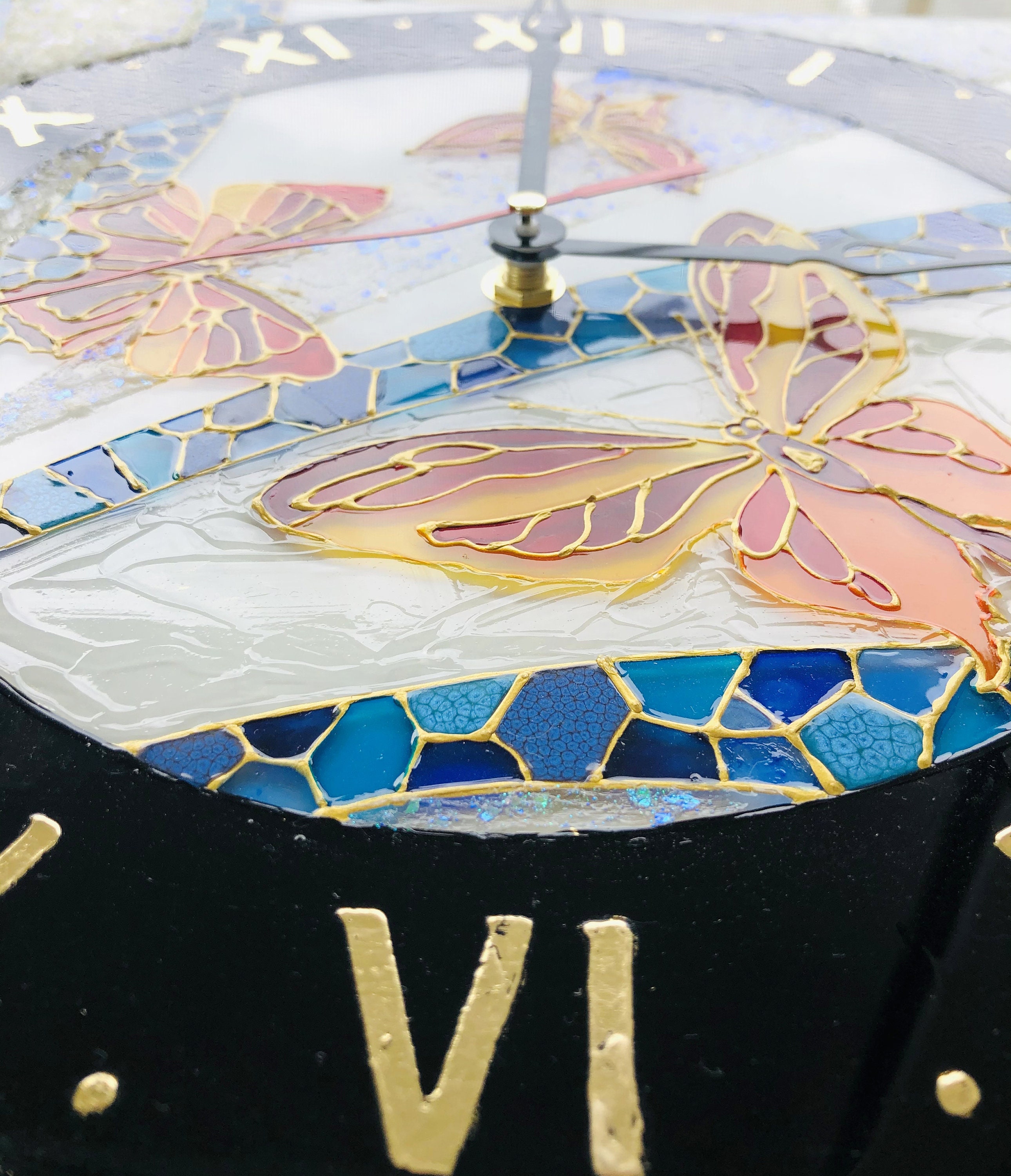 Wall clock stained glass 1212 Stained glass clock | Etsy