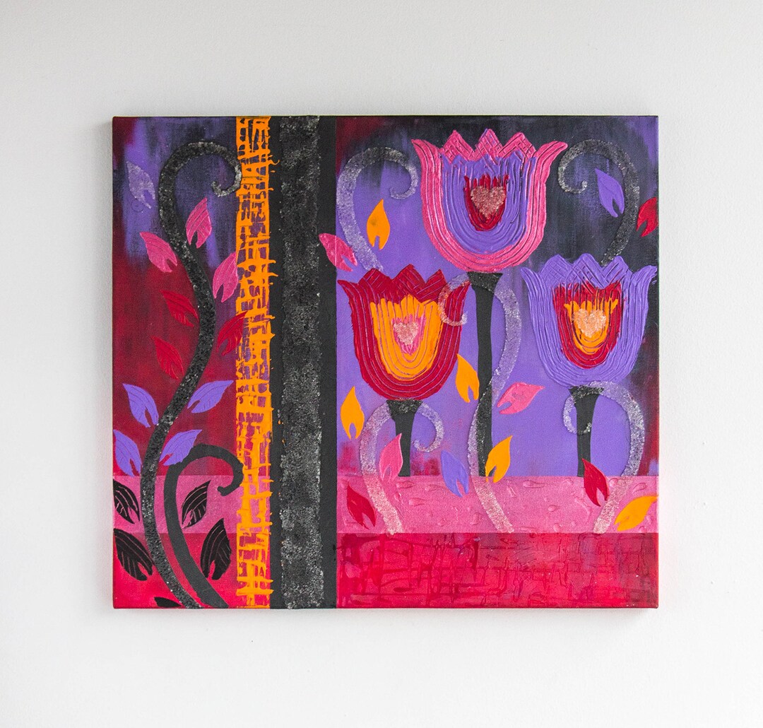 Floral Wall Hanging Picture, Abstract Painting, Original Painting ...