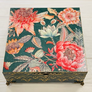 Green Tea Box, 9 Compartment Box, Trinket Keepsake Box, Desk Organizer ...