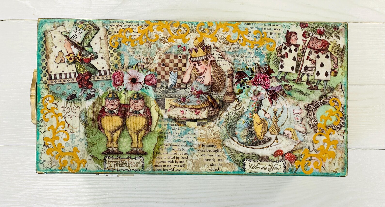 Alice in Wonderland Mini Chest of Drawers, Hand-decorated Jewelry Chest ...