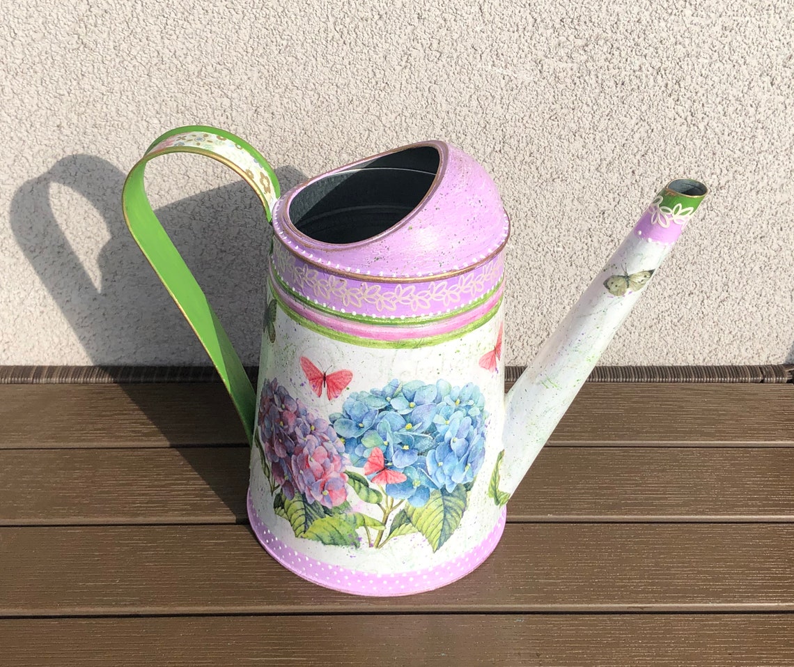 Hand painted watering can Metal watering can Rustic watering | Etsy