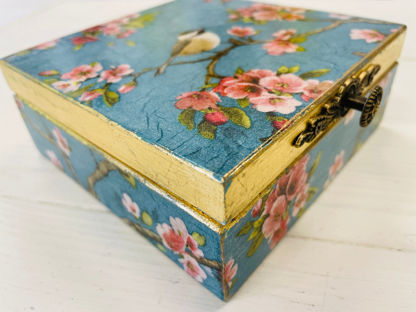 Blue Tea Box Storage Box Chinoiserie Birds Tea Bag Holder - Etsy