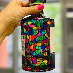 Stained Glass Bottle, Hand-painted Bottle to Order, Bottle Decor Sample ...