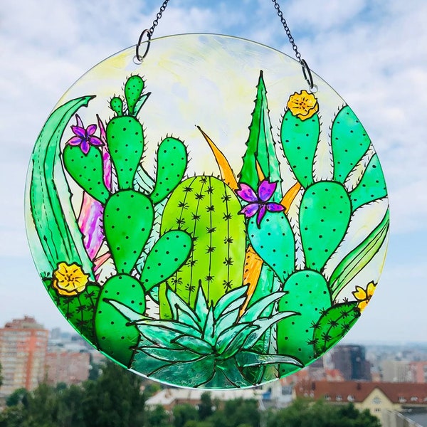 Stained Glass Cactus Windows - Etsy