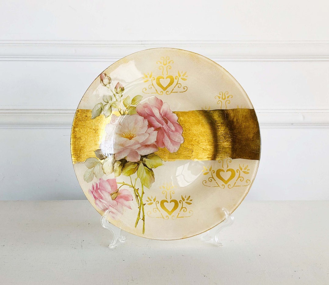 Decorative Glass Plate, Ready to Ship, Decoupage Plate, Hand Painted ...
