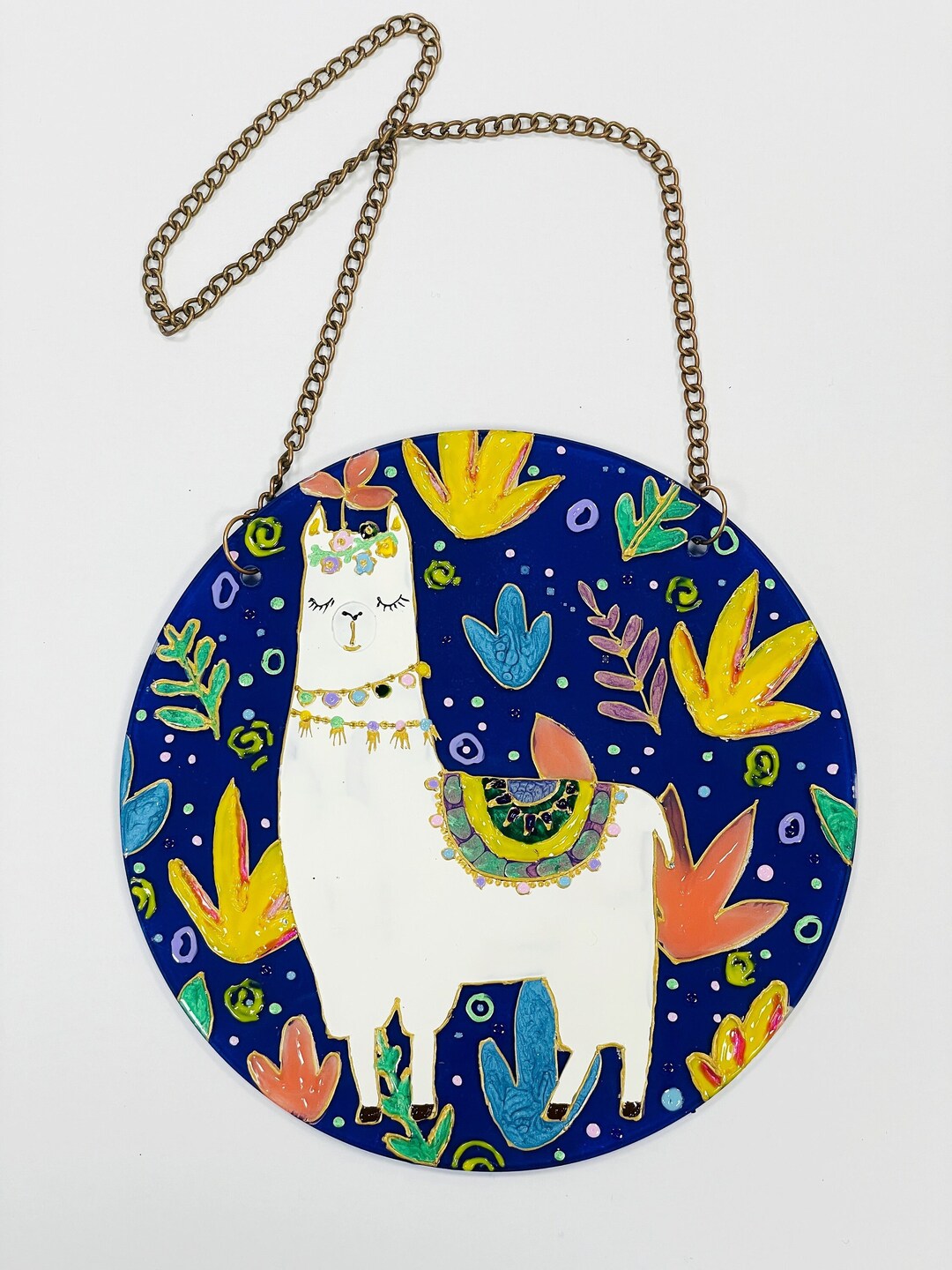 Stained Glass Suncatcher Cutie Alpaca, Wall Hanging, Glass Suncatcher ...