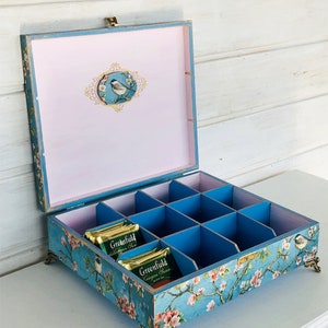 Blue Tea Box Storage Box Chinoiserie Birds Tea Bag Holder - Etsy