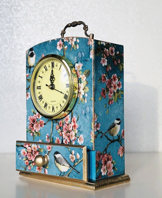 Blue Mantle Clock Carriage Clock Fireplace Clock | Etsy