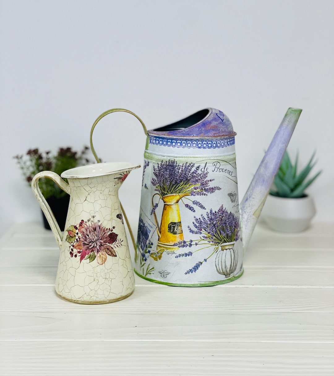 Metal Watering Can, Hand Painted Watering Can LAVANDULA, Rustic ...
