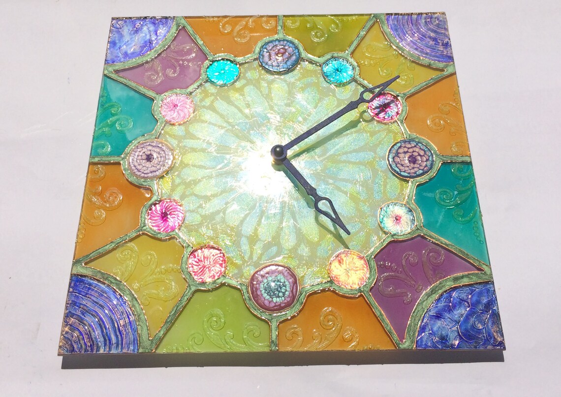 Stained glass wall clock 1212 Stained glass wall | Etsy