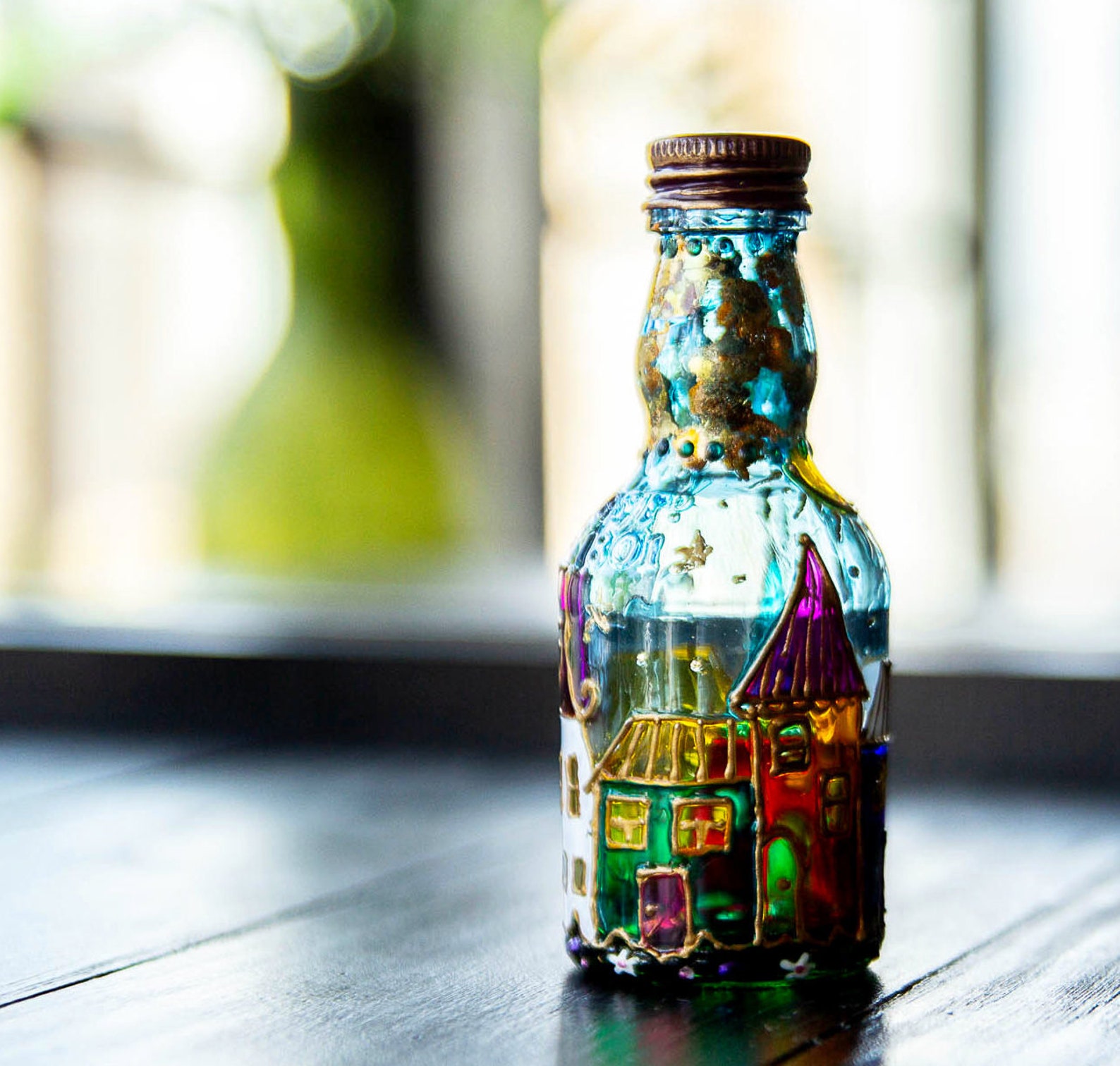 Glass Bottle Amsterdam, Decorative Bottle, Recycled Wine Bottle, Hand ...