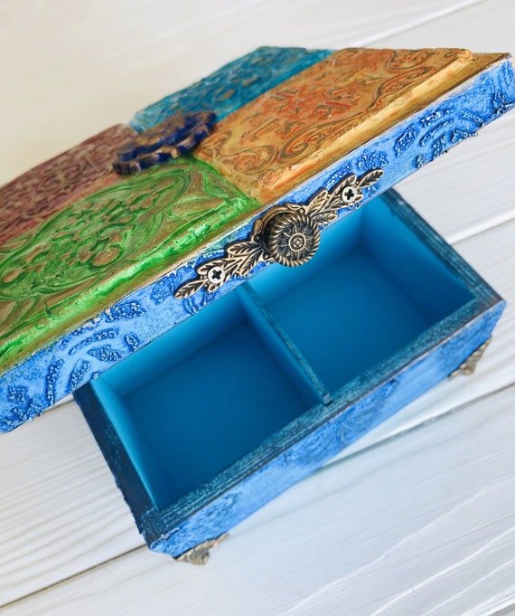 Blue Tea Box Ready to Ship Storing Tea Bags Trinket Box | Etsy