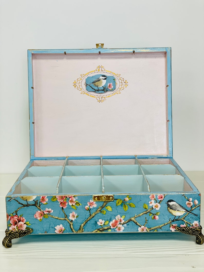 Large Blue Box 12-compartment Tea Box Accesory Holder - Etsy
