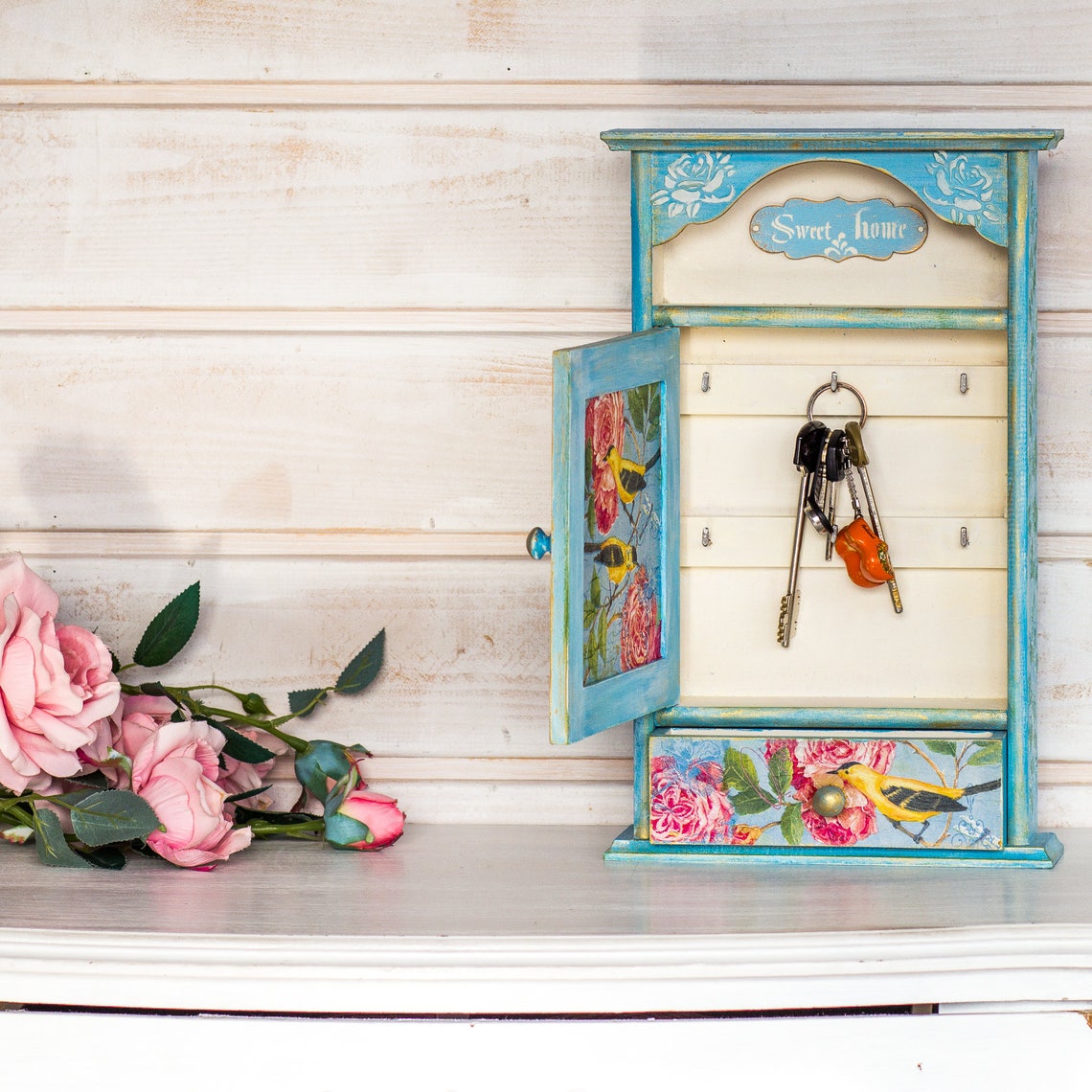 Wooden Key Cabinet Key Box Storage Wall Key Holder Rustic - Etsy