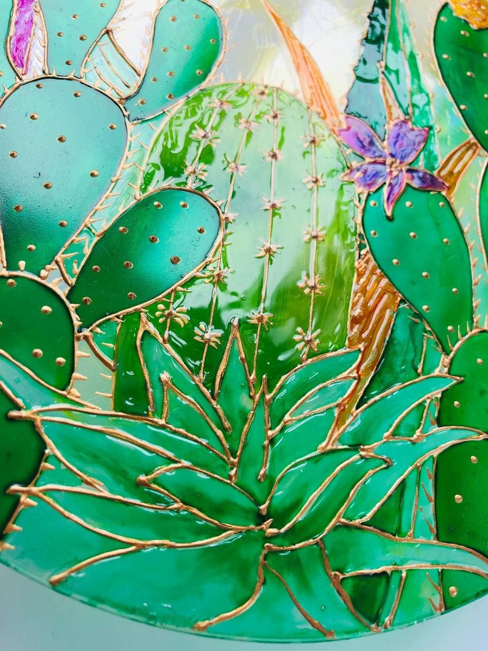 Stained Glass Suncatcher Cactus Window Hanging Stained Glass - Etsy