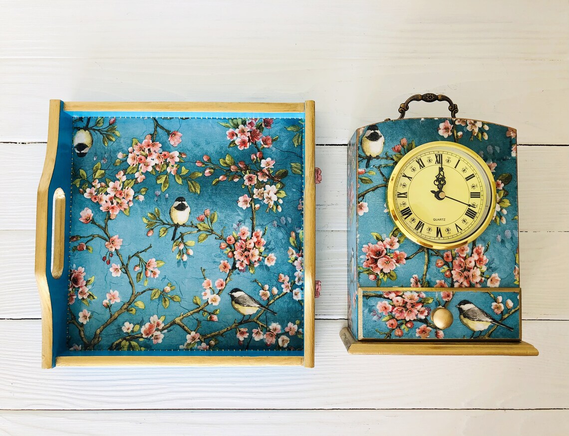 Blue Mantle Clock Carriage Clock Fireplace Clock | Etsy