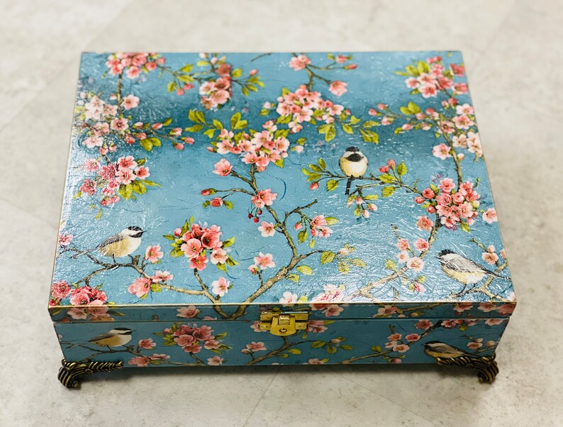 Storage Box Chinoiserie Birds Large Blue Box 12-compartment - Etsy