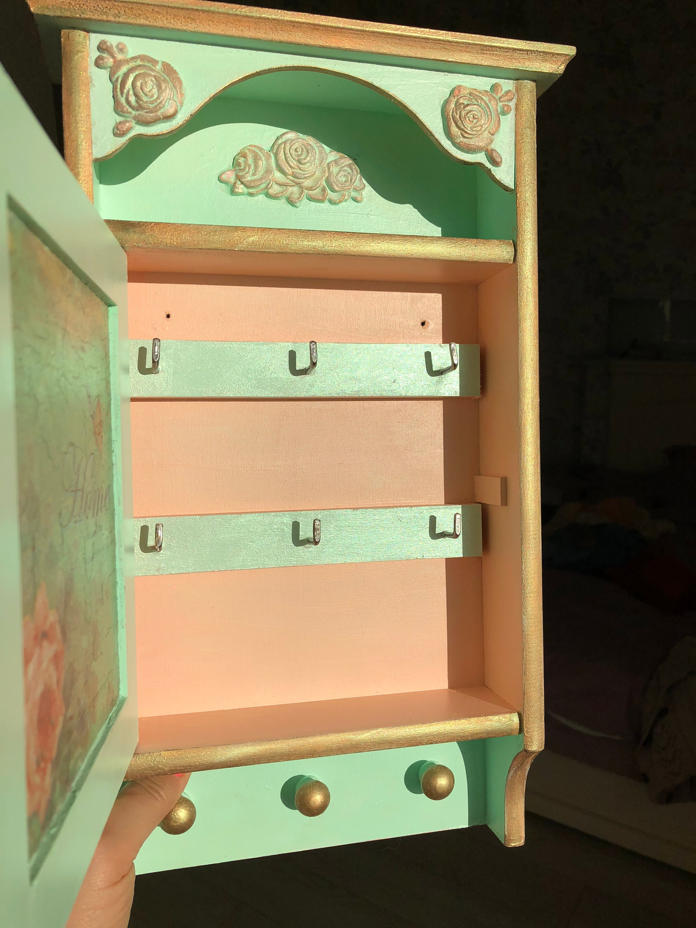 Wooden key box Home Sweet Home Key storage cabinet Wall key | Etsy