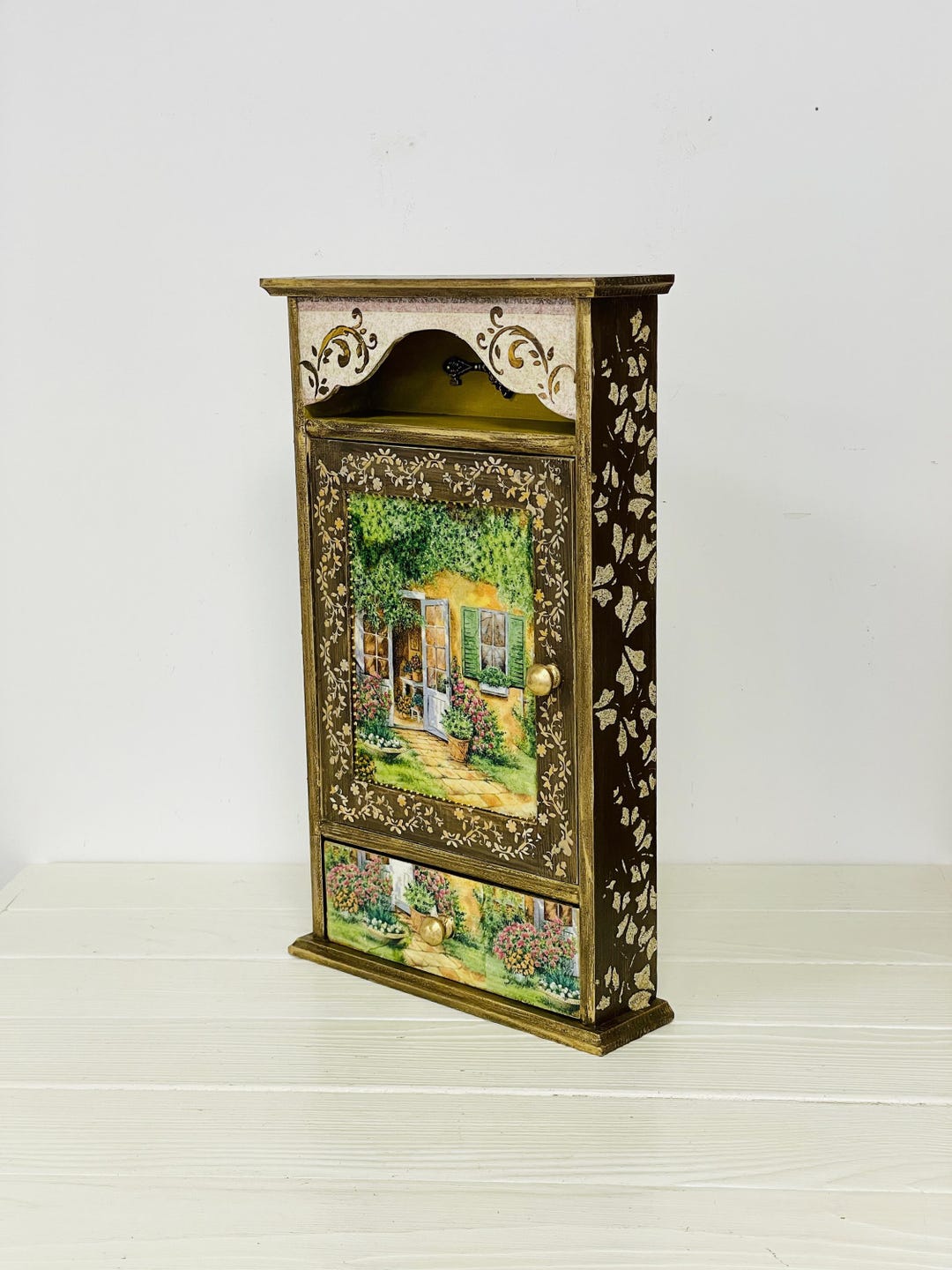 Brown Key Box, Key Holder to Order, Wall Key Cabinet, Wooden Wall Key ...