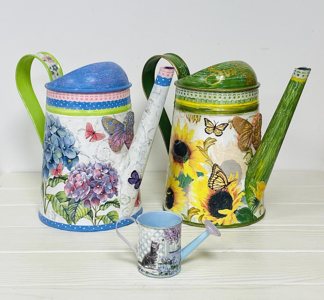 Decorated Watering Cans in Stock and to Order, Metal Watering Can, Hand ...