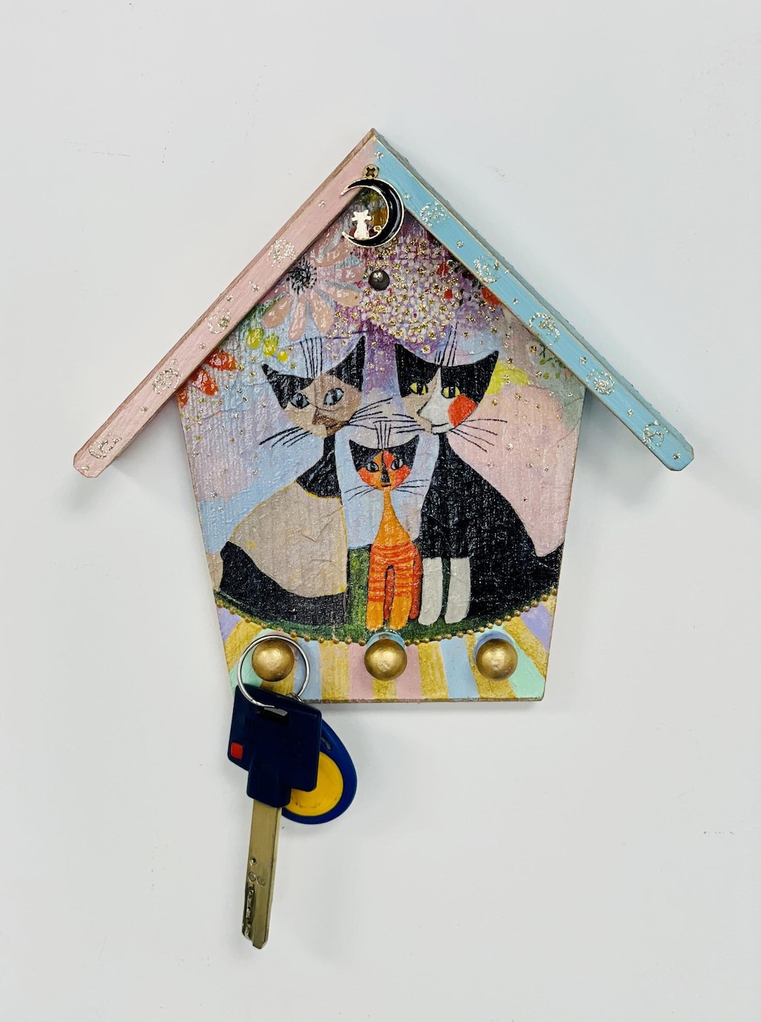 Cats House Key Holder, Key Storage Organizer, Farmhouse Decor, Key ...